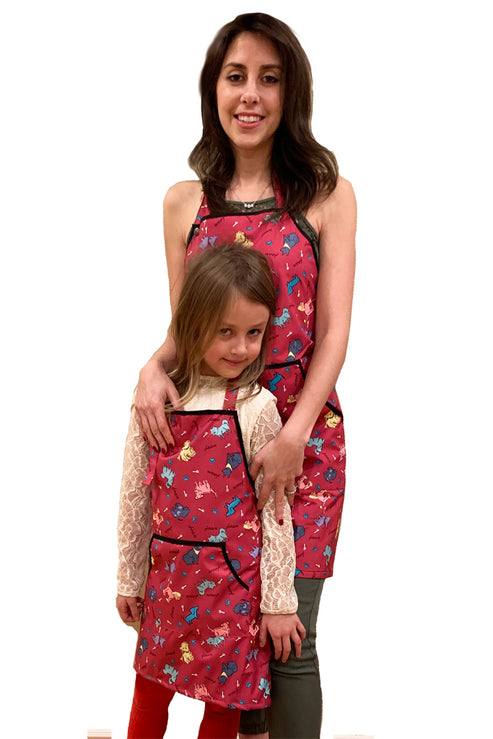 Kids Waterproof Apron Pink Dogs - 503 – Ladybird Line